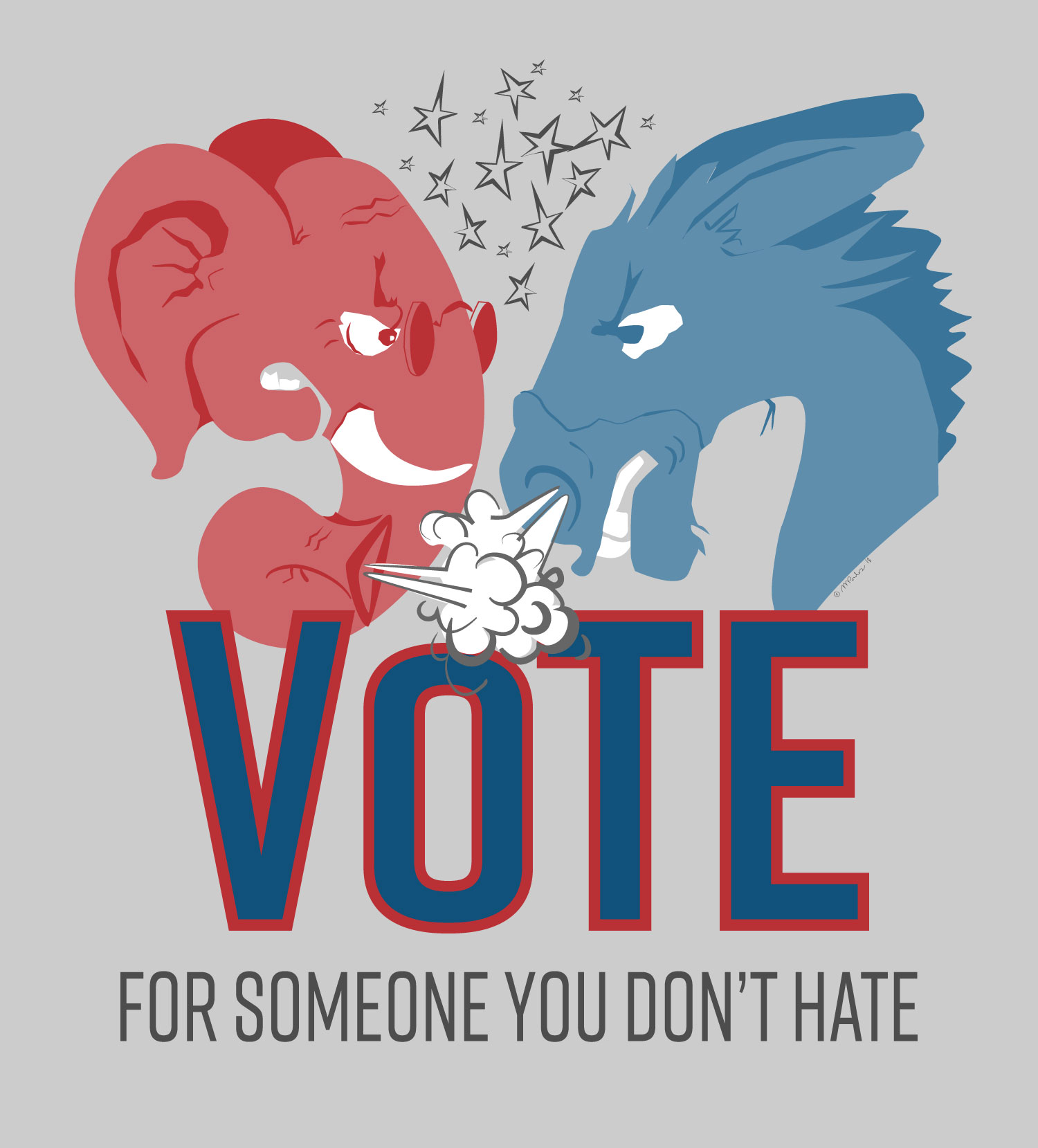 Political Discord Illustration | Republican Elephant vs Democrat Donkey
